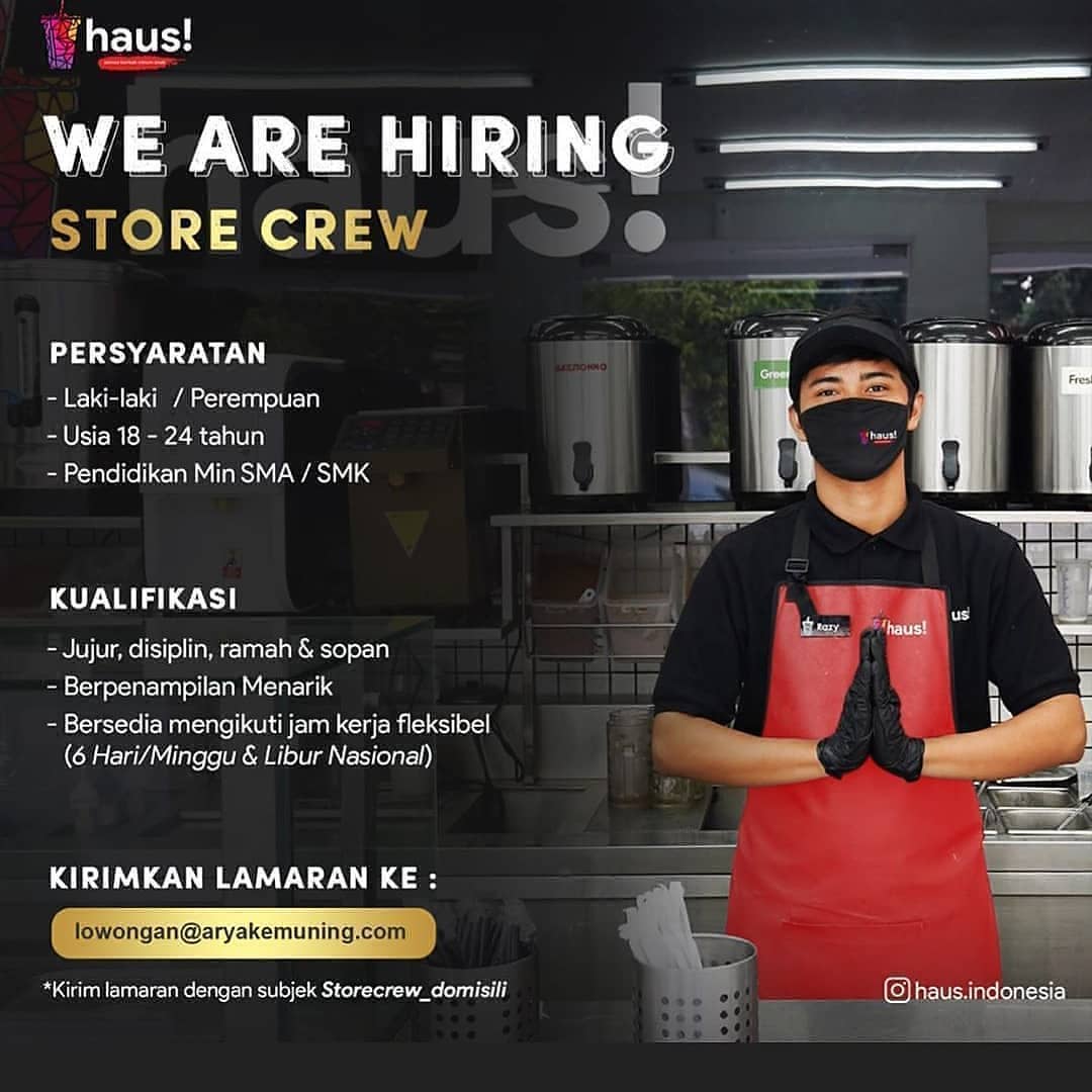 WE ARE HIRING STORE CREW HAUS | intipsloker
