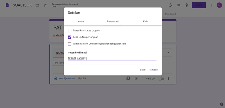 Membuat kuis dalam google form dengan menarik