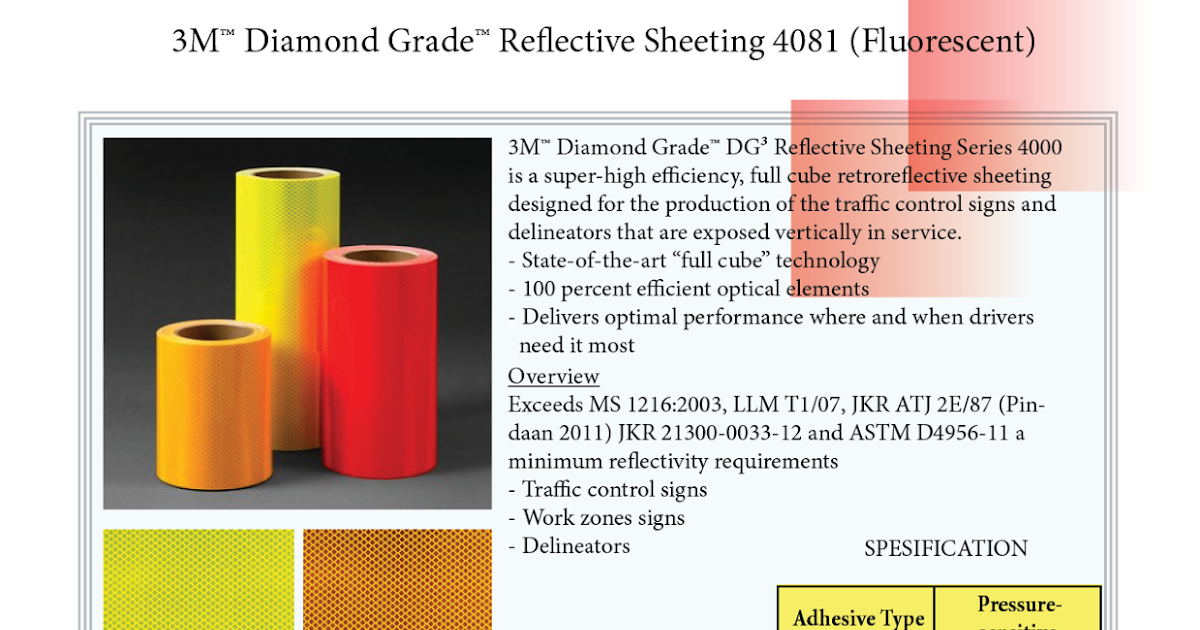 NADIGATE SDN BHD: 3M™ Diamond Grade™ Reflective Sheeting 4081 (Fluorescent)