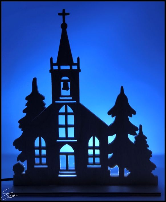 Scrollsaw Workshop: Backlit Silhouetted Church Scroll Saw Pattern.