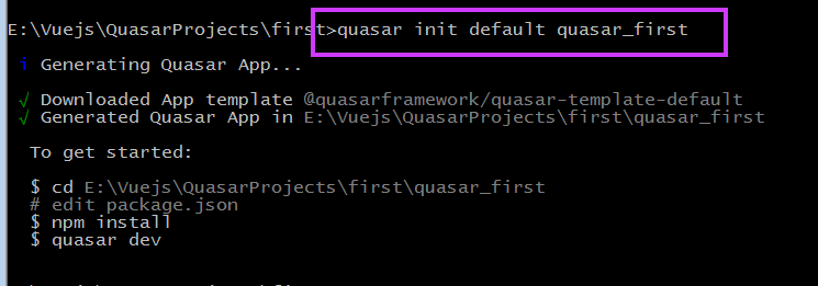 Dimensi TutupBotol: Creating New Quasar Project using Windows 7