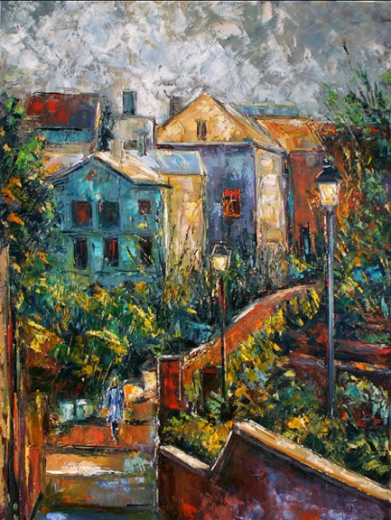 Daily Painters Abstract Gallery: "Rainy Village" Original Cityscape ...