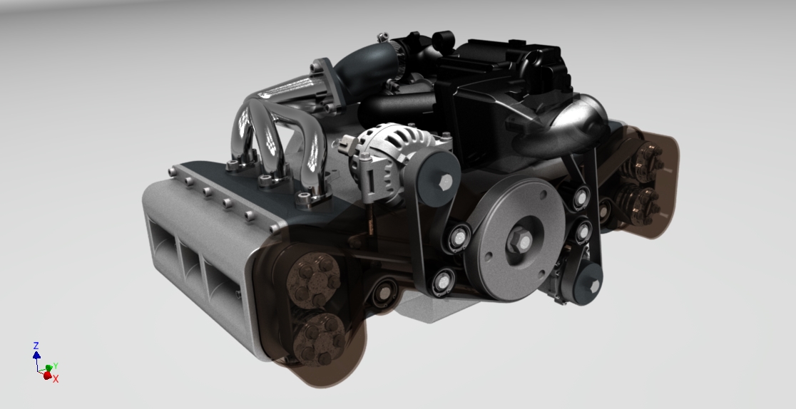 6 Cylinder Boxer Engine 3D Model