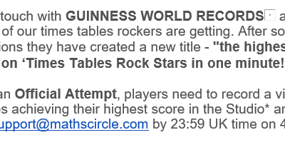 Year 4: Times Table Rockstars - World Record Attempt