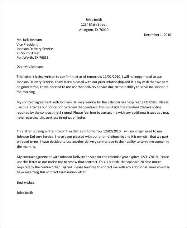 Contract Termination Letter Thankyou Letter contract-termination-letter-thankyou-letter