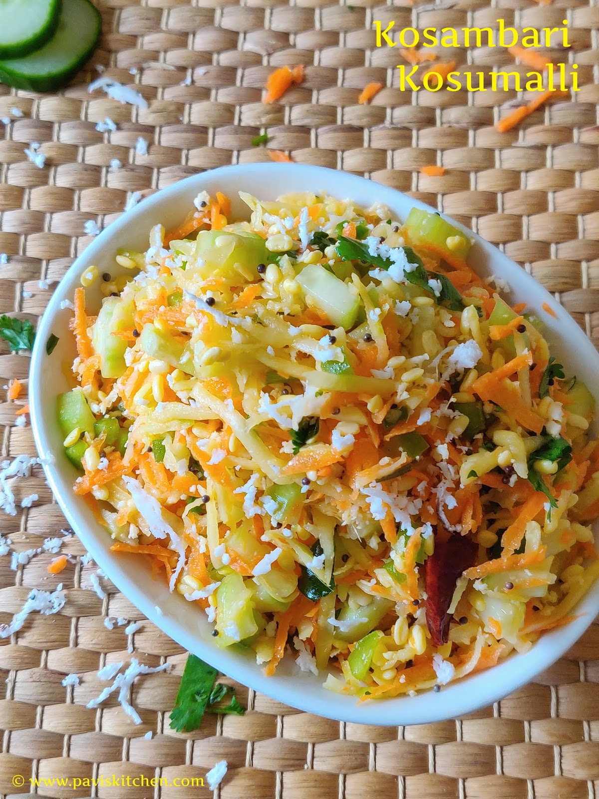 Pasi Paruppu Kosumalli | kosambari recipe | moong dal kosambari