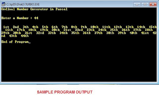 Free Programming Source Codes and Computer Programming Tutorials: Ordinal Numbers Using Pascal