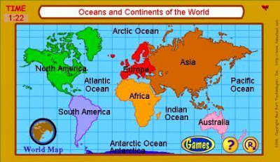 ENGLISH FUN&FAN CLUB: GAME: OCEANS AND CONTINENTS OF THE WORLD