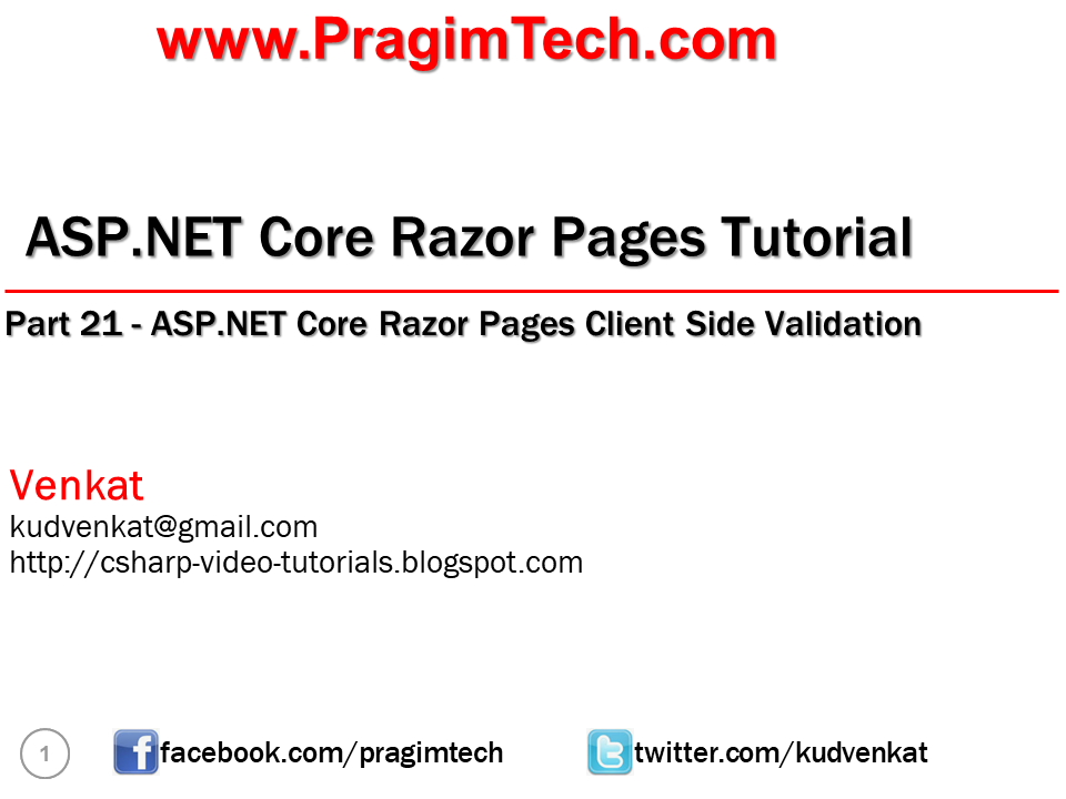 Sql Server Net And C Video Tutorial Aspnet Core Razor Pages Client Side Validation Slides