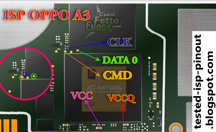 OPPO A3 EMMC ISP Pinout Download for flashing and unlocking