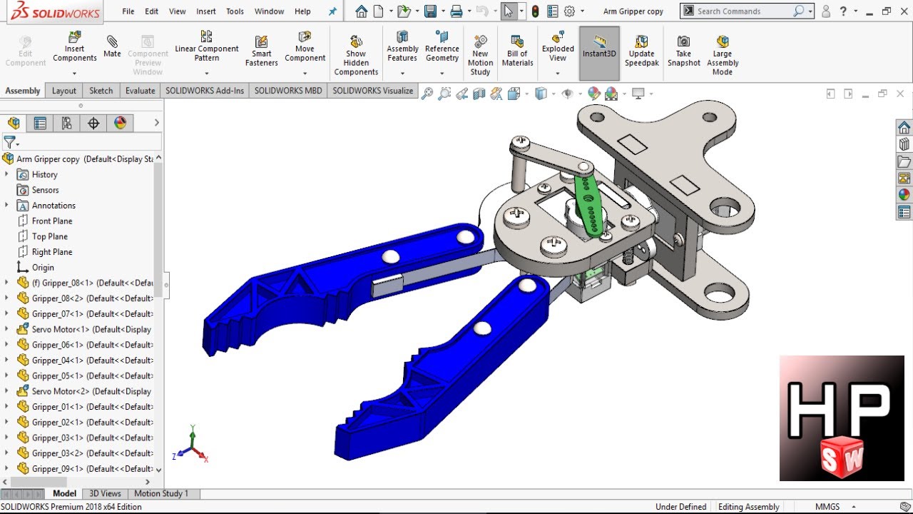 Industrial Robot Arm - Gripper - Solidworks Tutorial HP - Solidworks ...