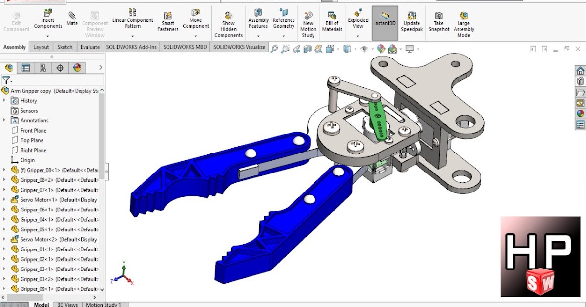 Industrial Robot Arm - Gripper - Solidworks Tutorial HP - Solidworks Tutorials