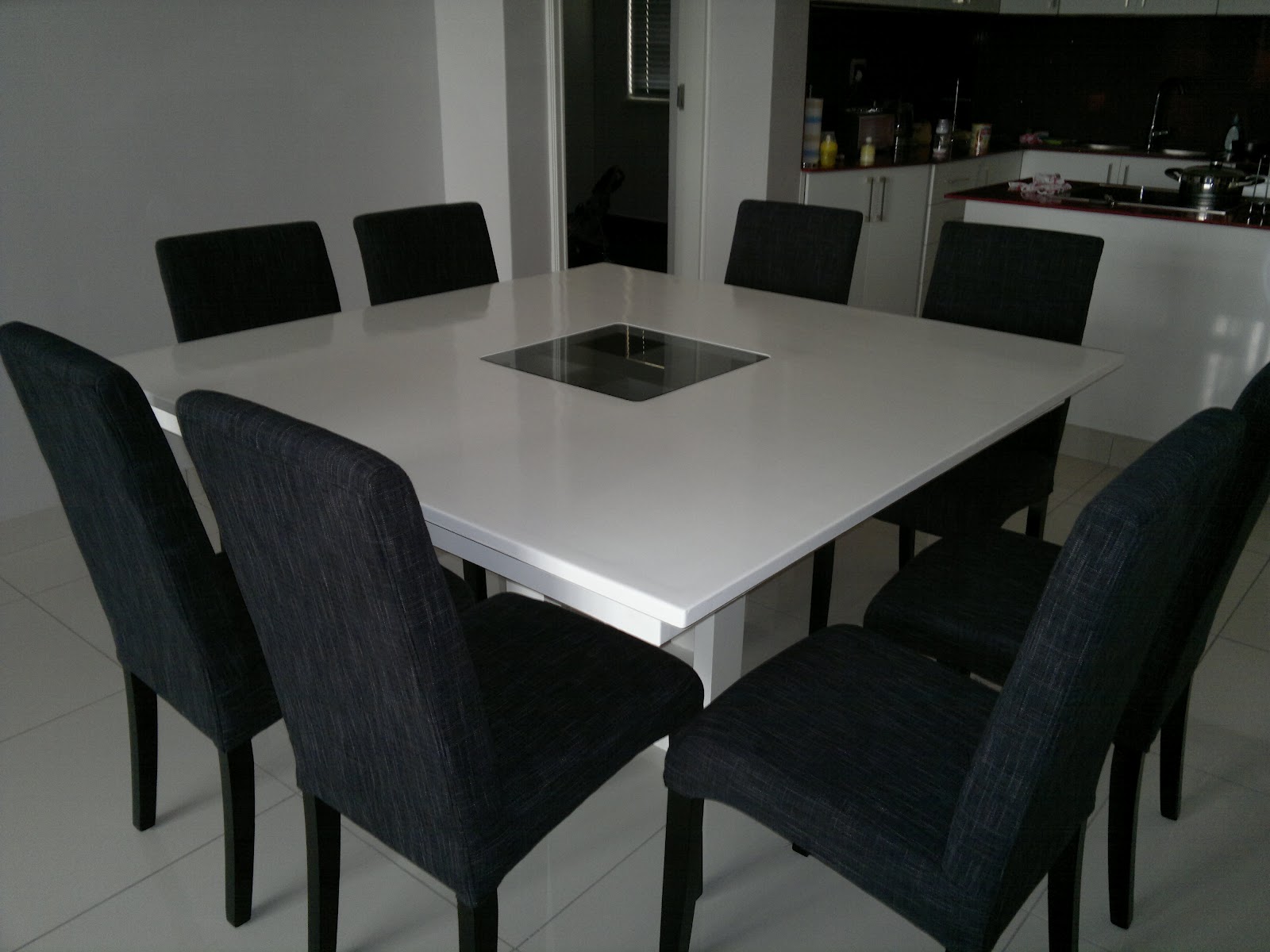 Custom Carpentry: Glass In-lay Dining Room Table
