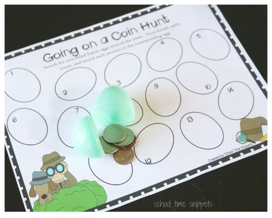 Going on a Coin Hunt Math Activity for Kids | School Time Snippets