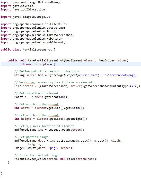 How To Take Partial Screenshot in Selenium Webdriver