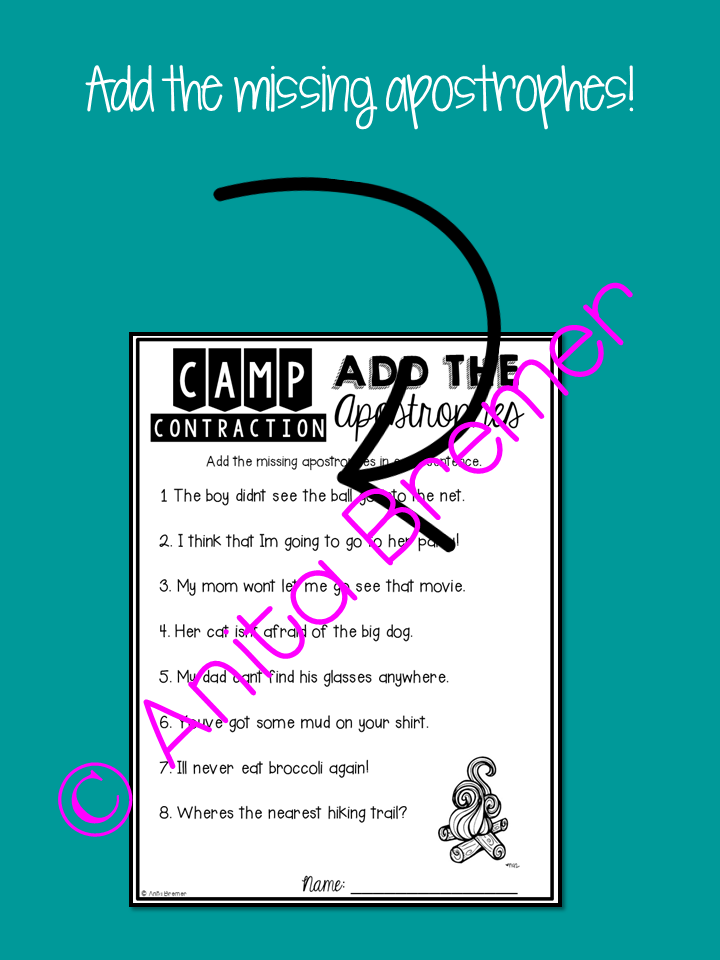 Camp Contraction {practice with contraction learning} | Mrs. Bremer's Class