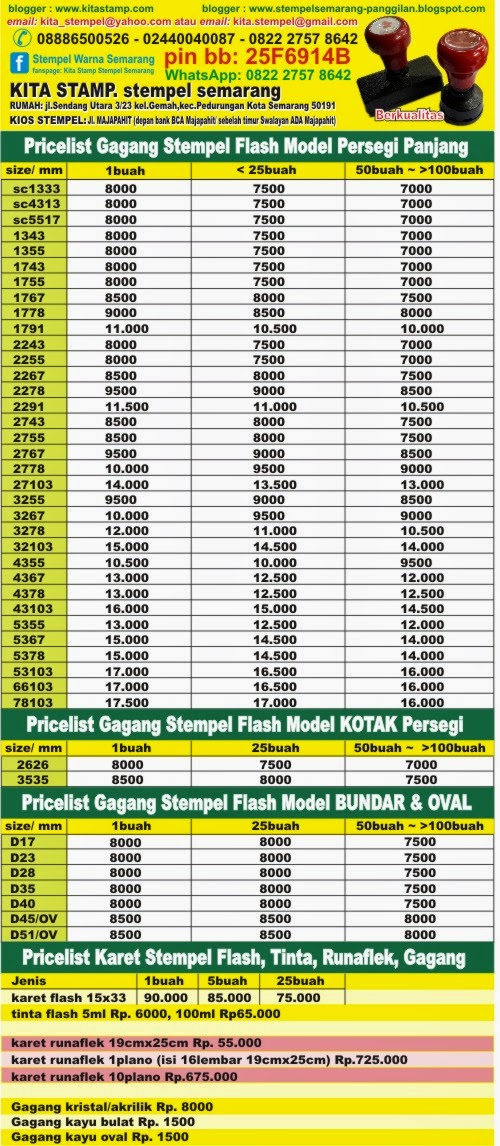 KITA STAMP Stempel Semarang: Harga Bahan (Material) Stempel dan Mesin ...