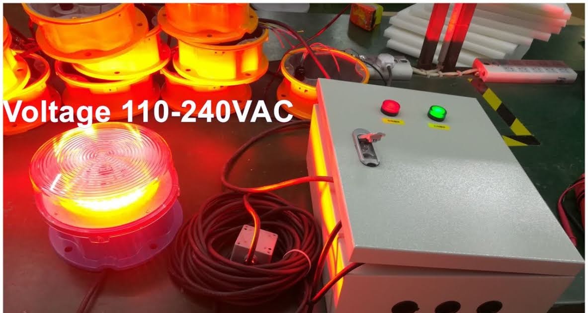 Battery Back-up Obstruction Light Medium Intensity, Flashing Red, with ...