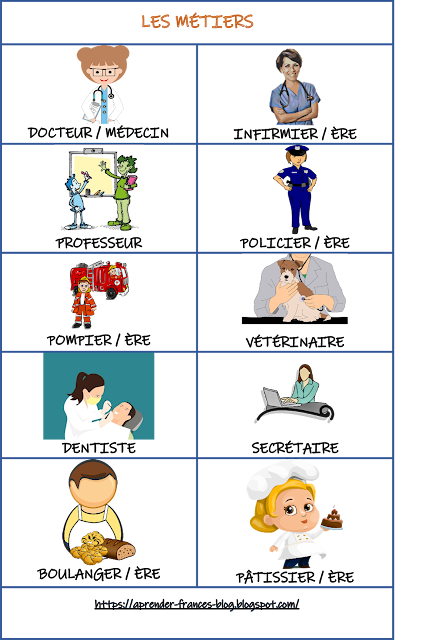 J'apprends le Français : Vocabulaire: Les métiers / Les professions (A1)