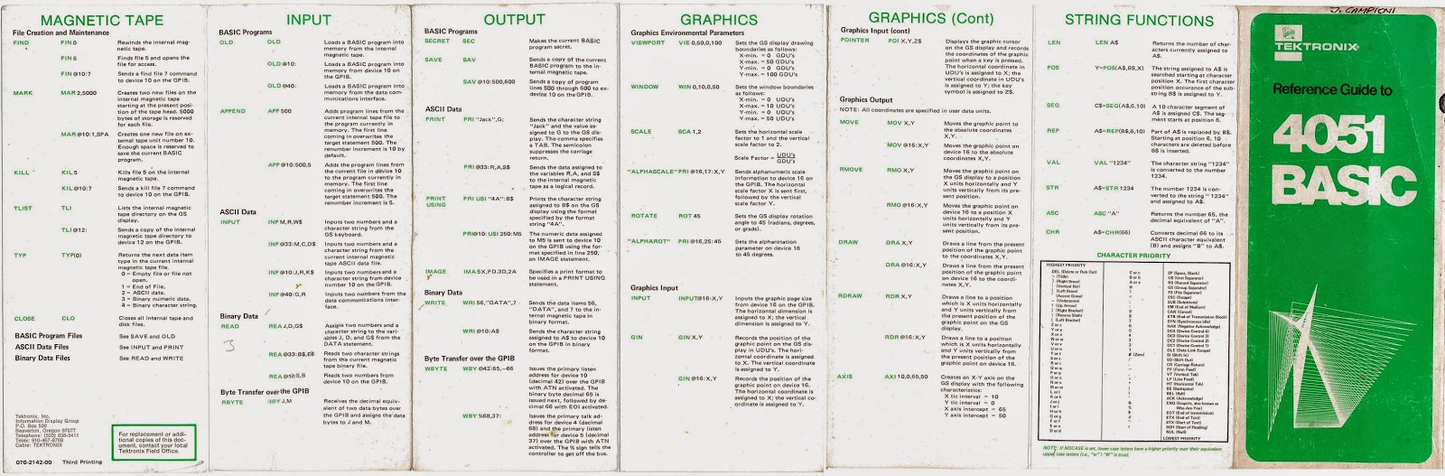 TEKTRONIX: 4051 BASIC CHART & TEK LOGO DRAWING