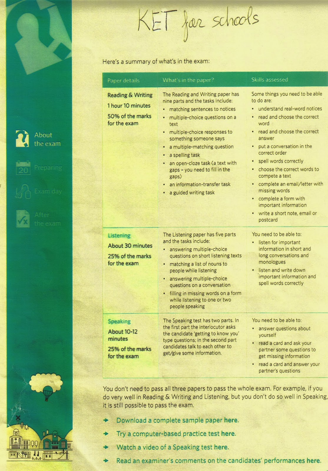 florisblogforenglishclasses: PET AND KET. PARTS AND INSTRUCTIONS