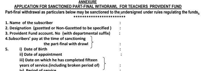 PART FINAL WITHDRAWAL APPLICATION FOR TEACHERS PROVIDENT FUND - PDF ...