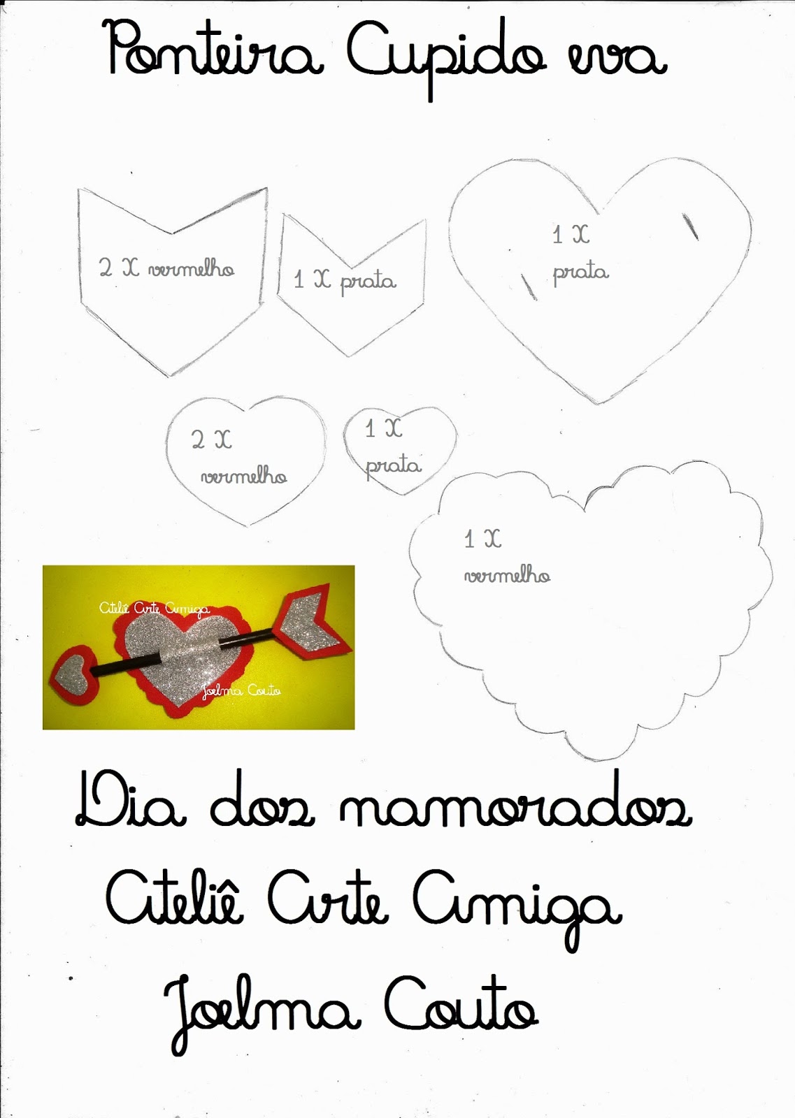 Ponteira de eva cupido. Passo a passo e molde. Hoje trouxe um modelo ...