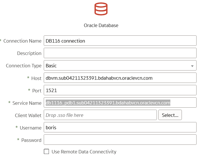 Obiee In Il Oac Connection With Oracle Db Vm Dbcs On Oci The Host Name And Service Name