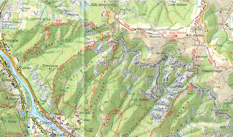 Su strade e sentieri: COL MOSCHIN (m. 1.279) - Massiccio del Grappa