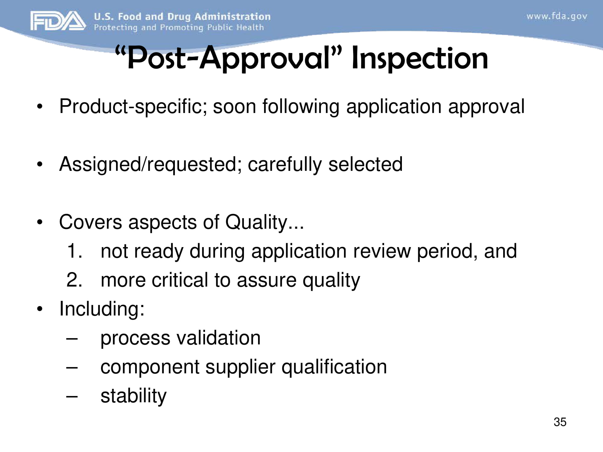 FDA Approaches to GMP Inspection Guidelines