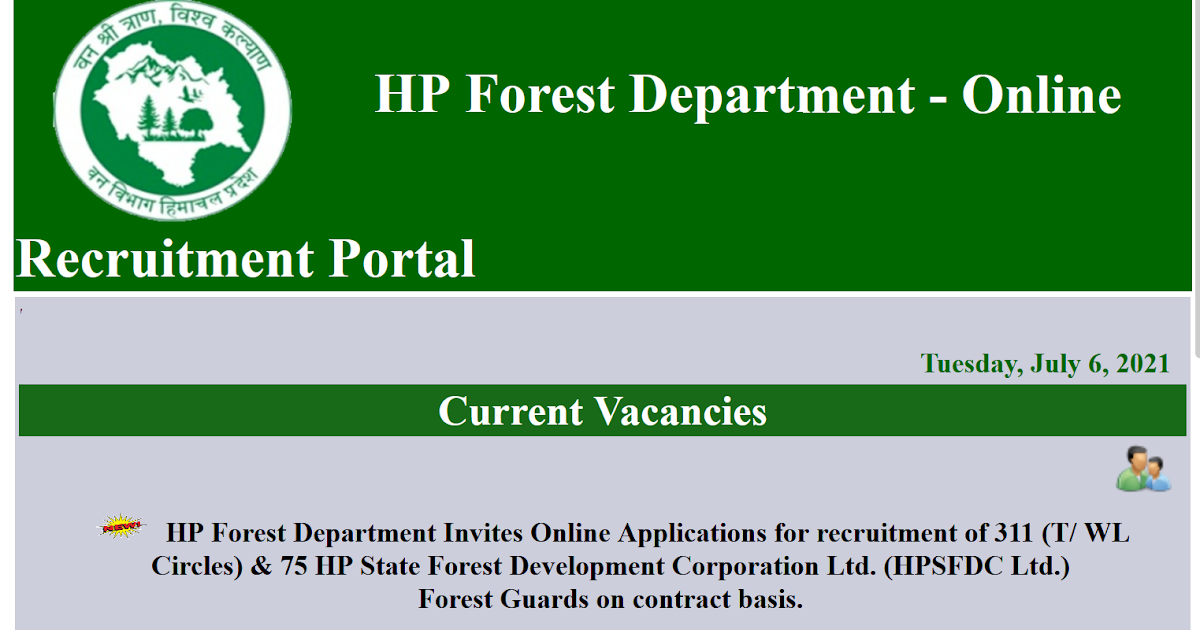 HP Forest Department Recruitment 2021 Apply Online | 386 Forest Guard ...