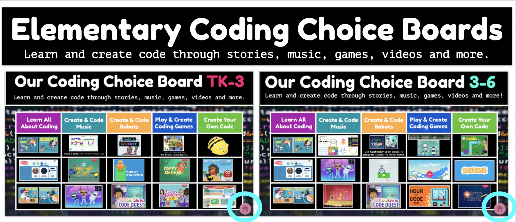 The Library Voice: Two NEW Elementary Coding Choice Boards...A Special ...