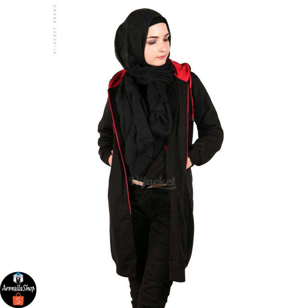 HJ21 Hijacket BASIC Black x Red JAKET HIJAB JAKET MUSLIMAH ORIGINAL ...