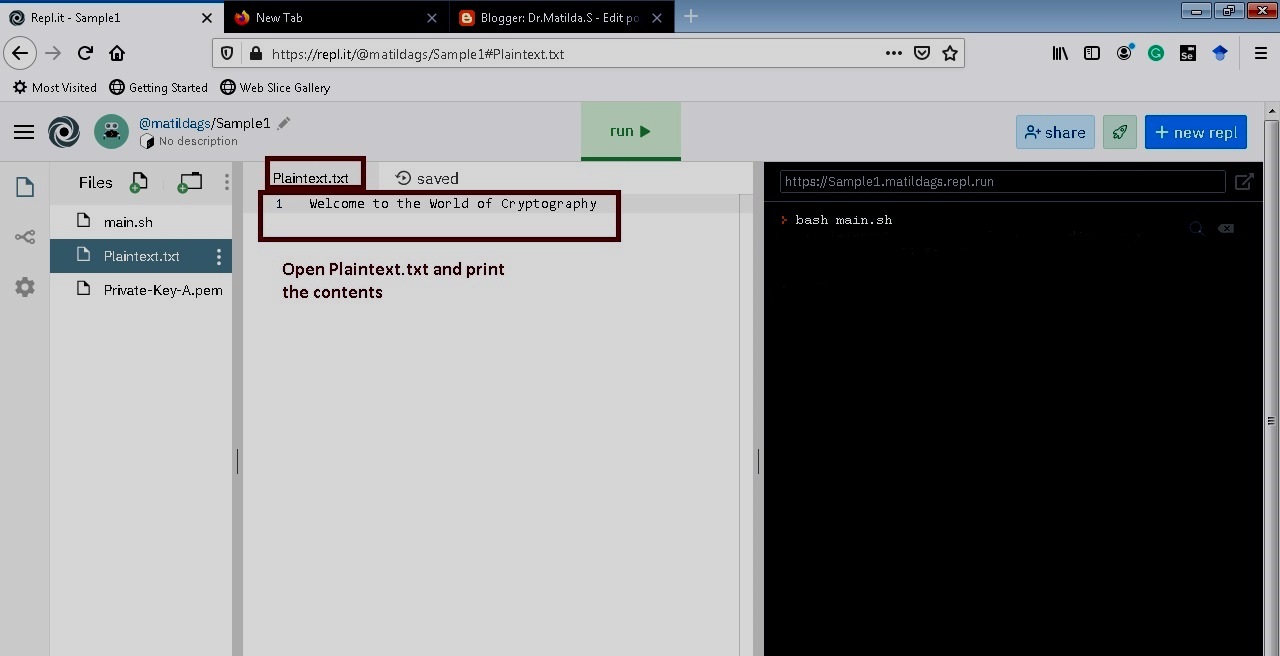 Dr.Matilda.S: How to use repl.it to create and run a Linux Program