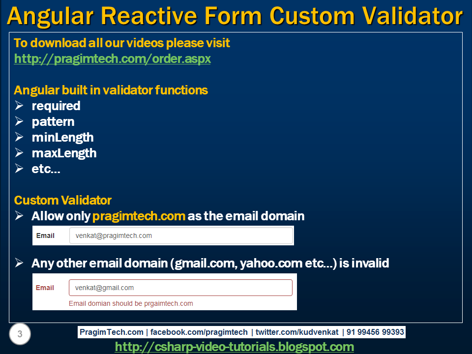 Sql Server Net And C Video Tutorial Angular Reactive Form Custom Validator Slides