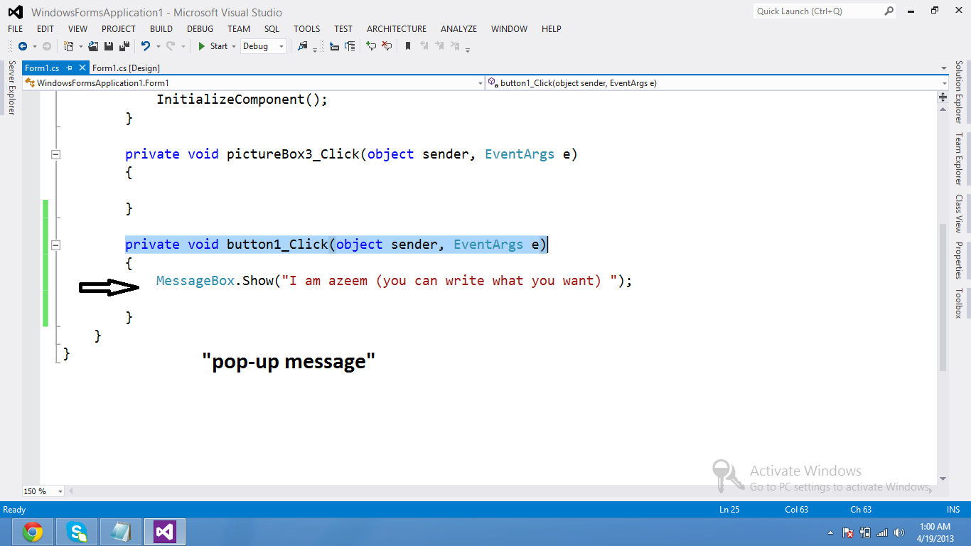 How to make pop up message in c# - Mesh Software
