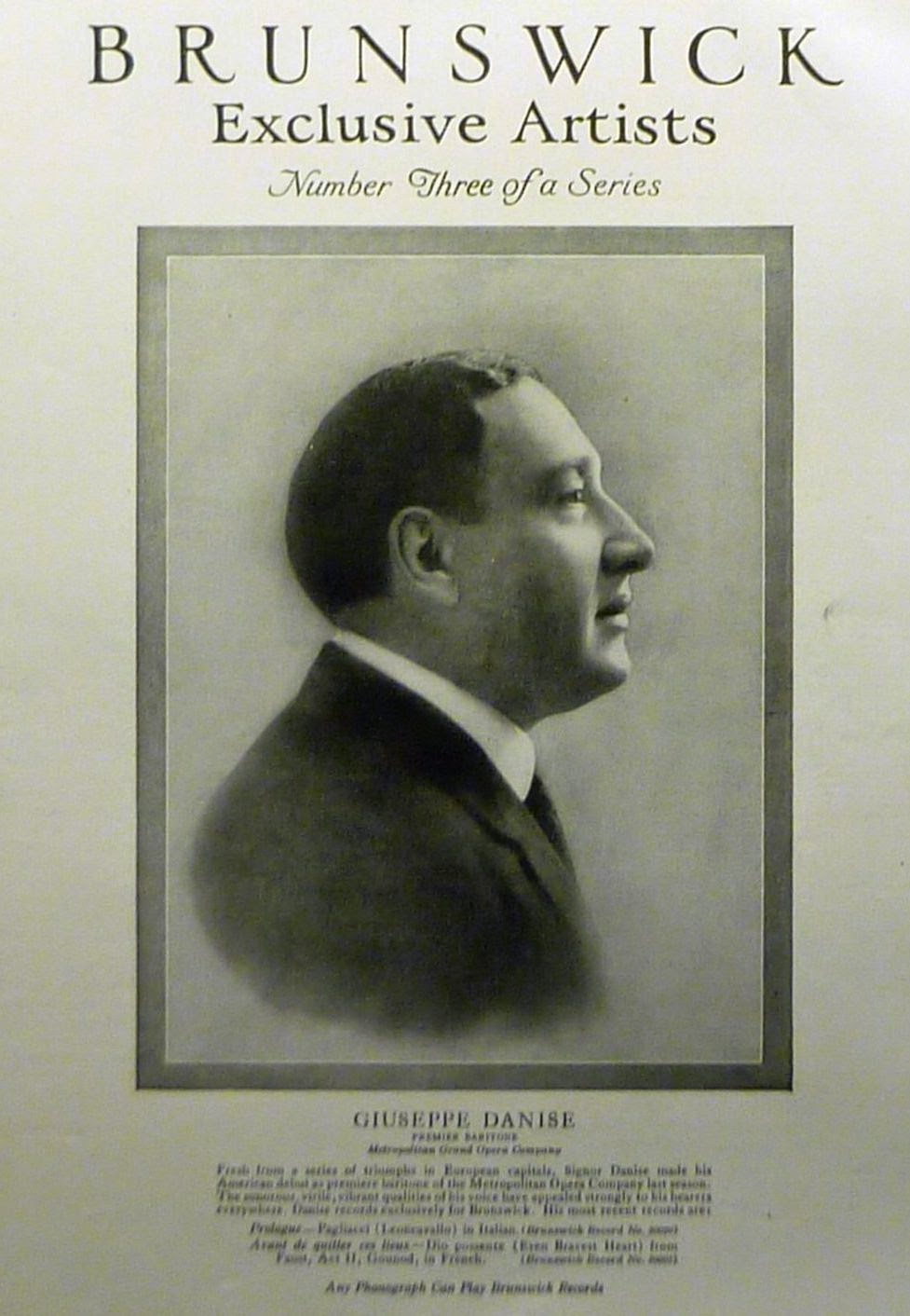 FORGOTTEN OPERA SINGERS : Giuseppe Danise (Baritone) (Naples 1883 - New ...