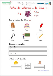 Ficha de refuerzo Lengua - La letra P [Lengua] [Actividades, ejercicios ...