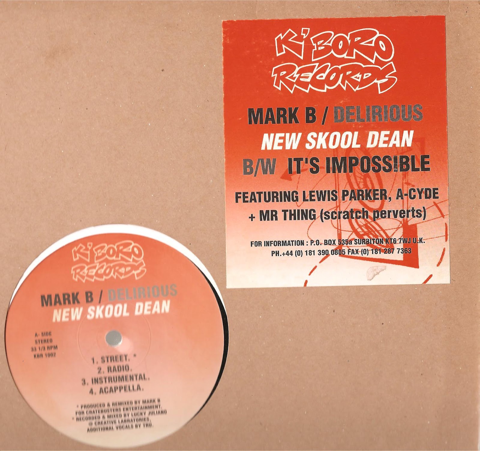 Rap War Rap: Mark B & Delirious ‎- New Skool Dean (Vinyl 12") (1998)