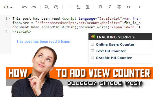How to add View Count or Hit Counter for each post in Blogger