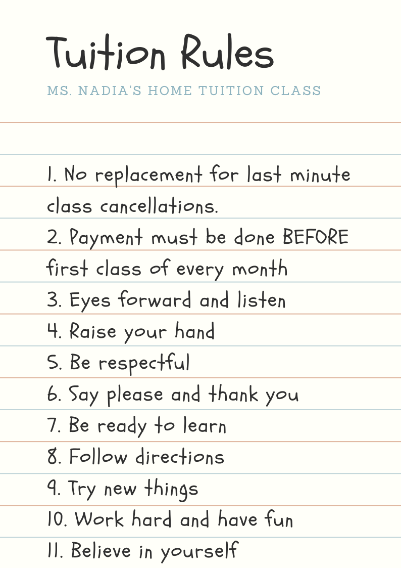 TUITION RULES TUITION RULES