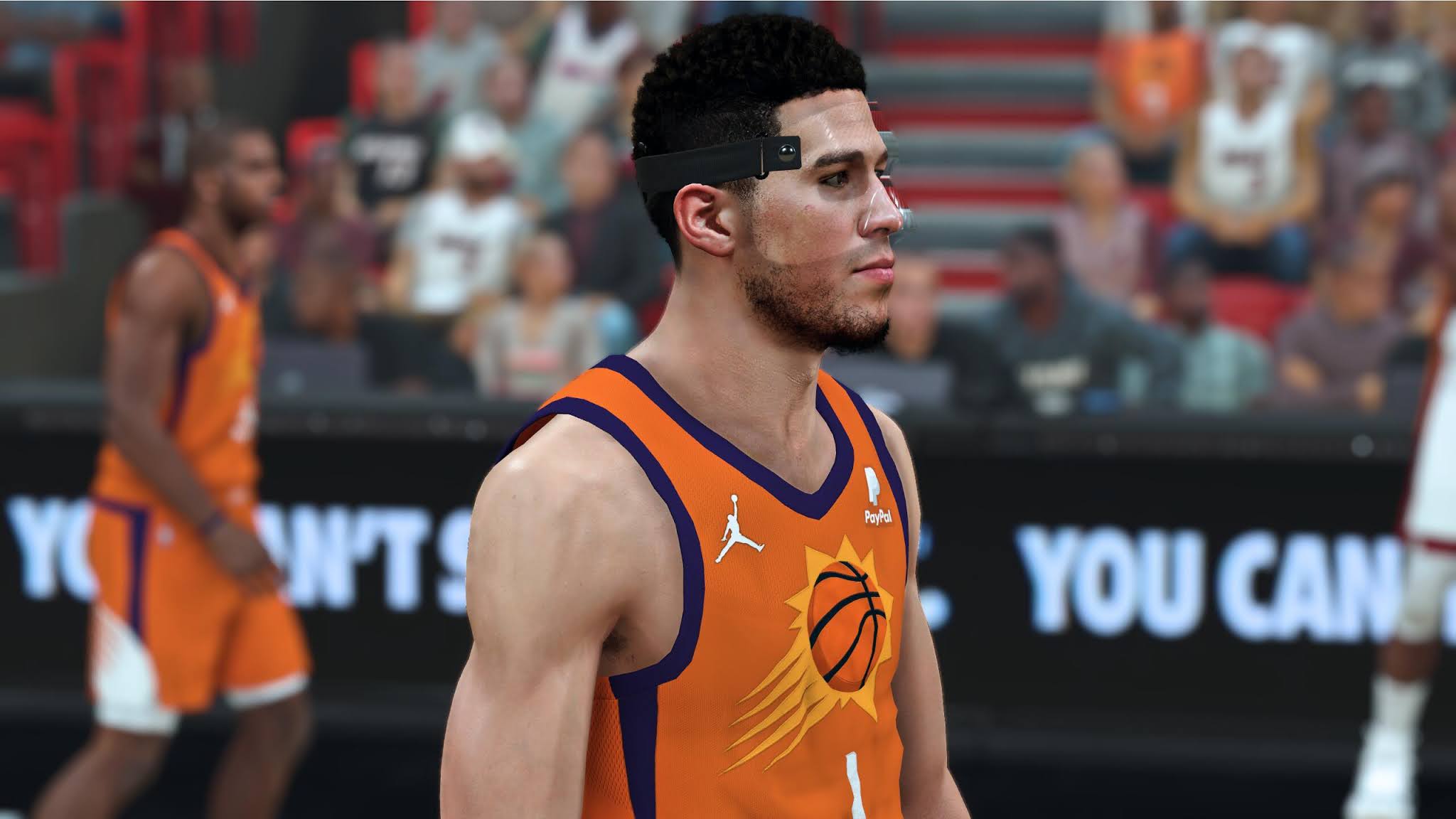 Devin Booker Cyberface, Hair and Body Model With Mask (Playoffs version ...