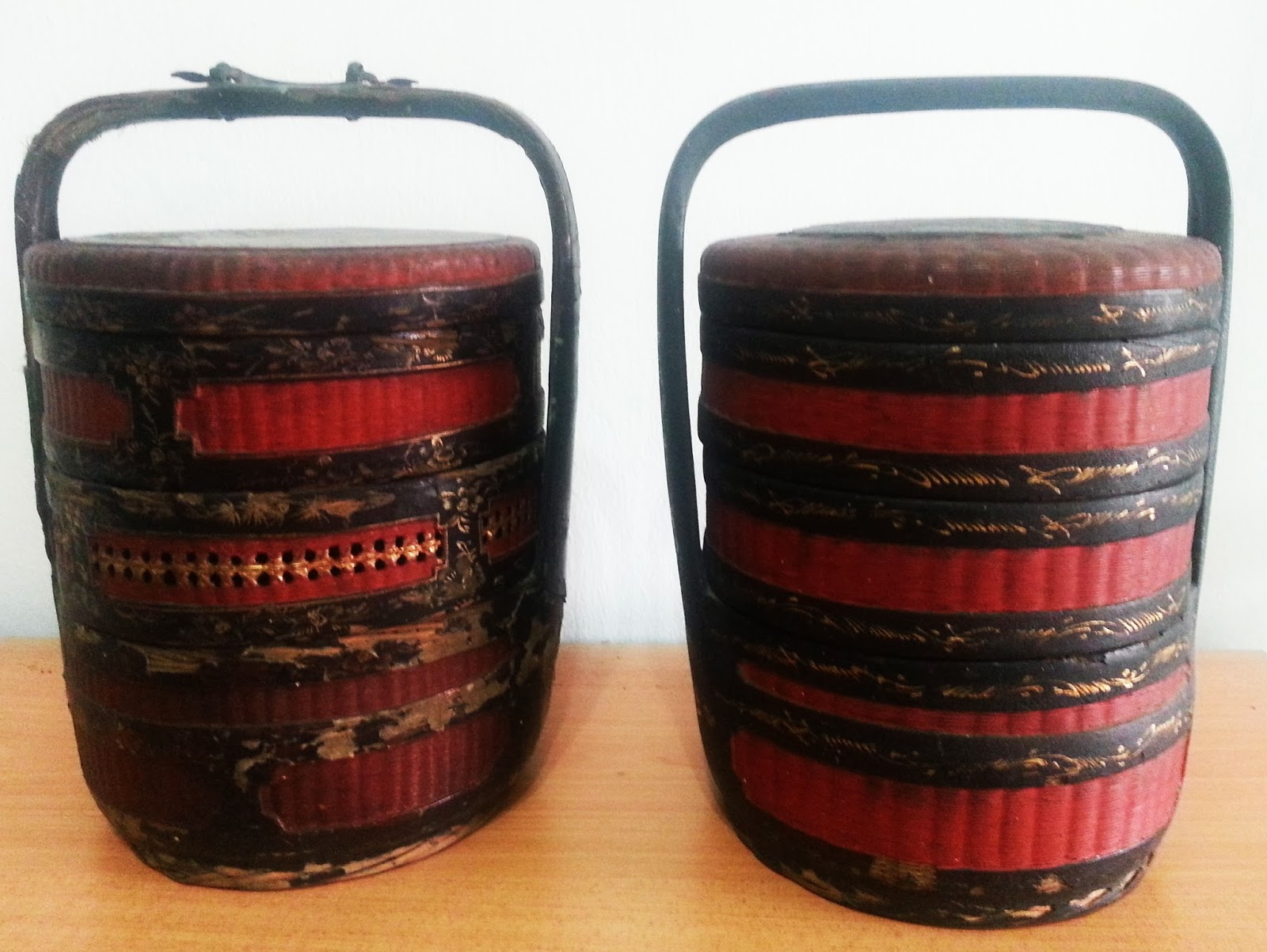 Chinese Antiques : 3 Tier Chinese Baskets