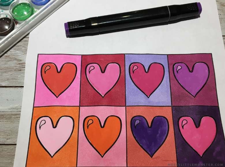 Heart Pop Art for Kids - Messy Little Monster