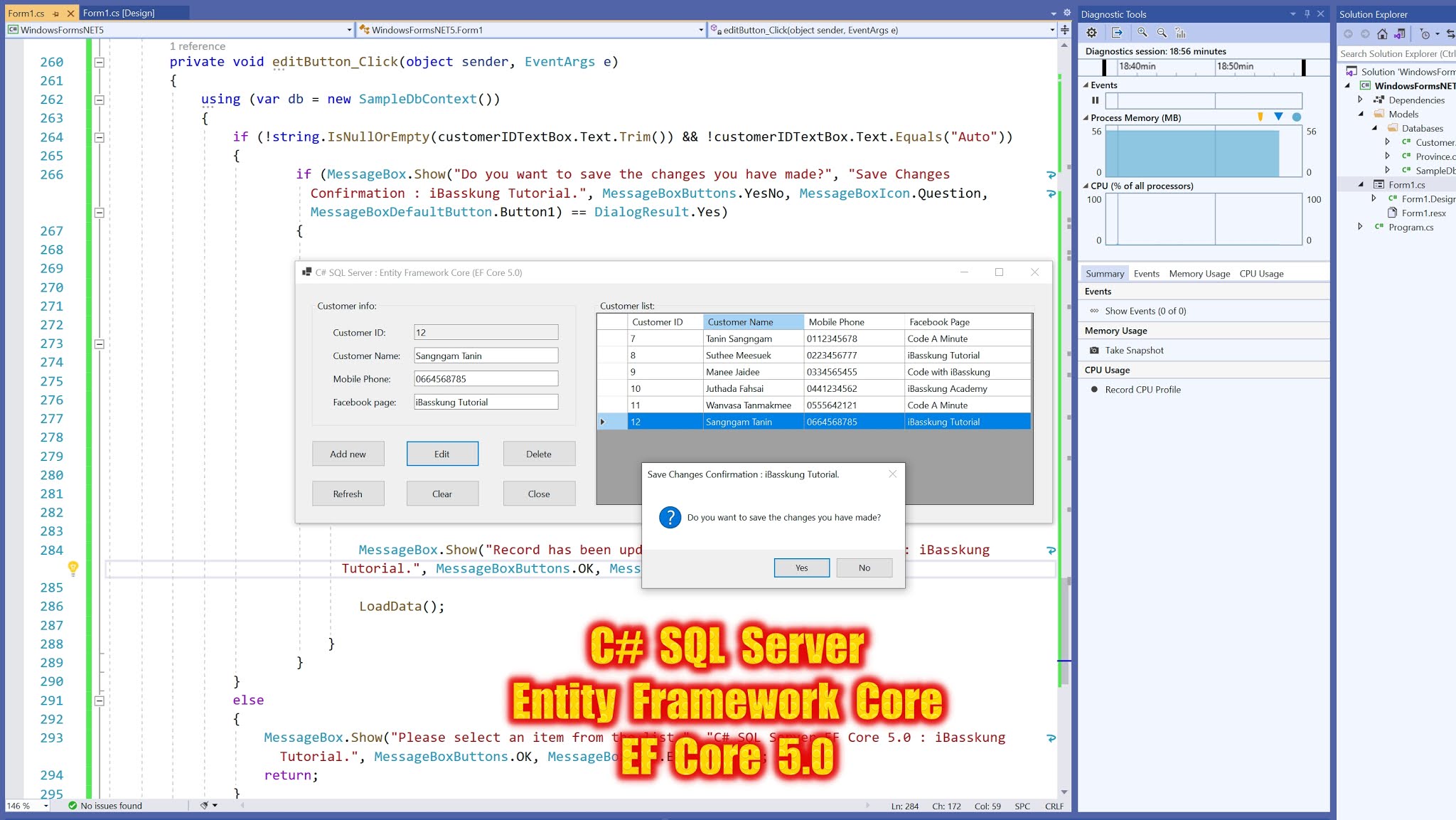 C# (WinForms) SQL Server Entity Framework Core (EF Core 5.0) - CRUD ...