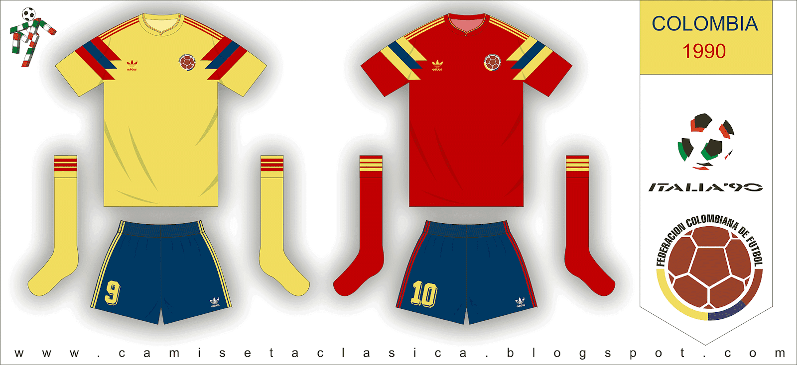 Colombia 1990 - Camiseta clasica