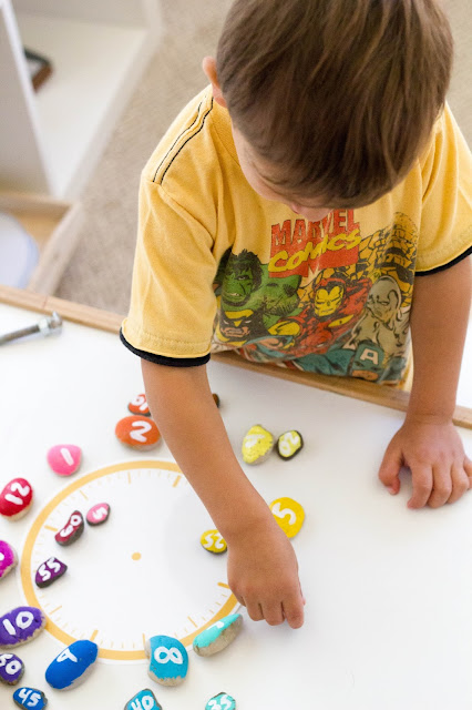 DIY Rainbow Rock Clock for Preschoolers