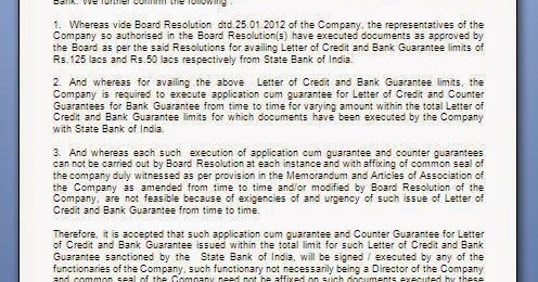 Board Resolution Letter to Bank