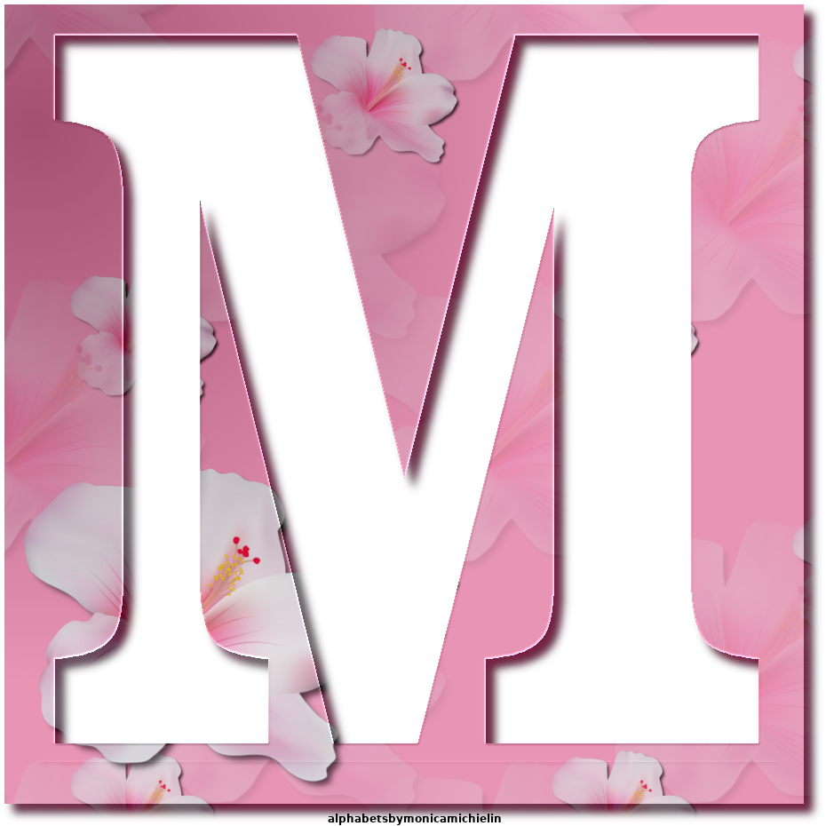 Monica Michielin Alphabets: SOFT PINK TROPICAL FLOWER SEAMLESS ALPHABET ...