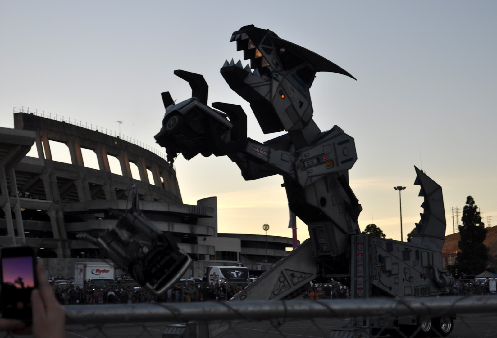 Just A Car Guy: Robosaurus gives a good show of chewing on and tearing ...
